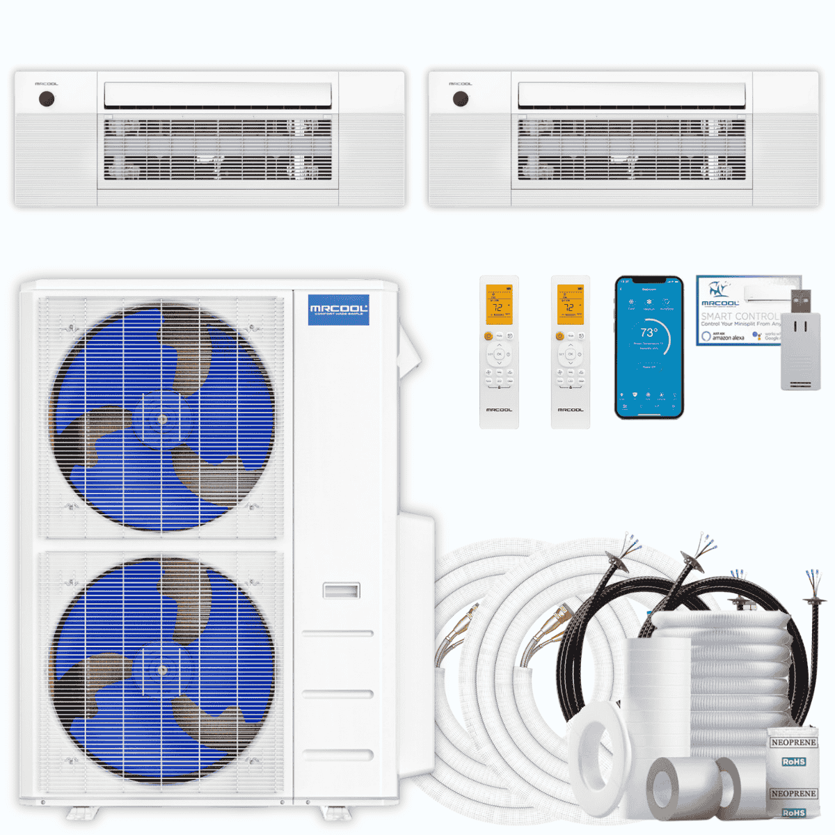 MRCOOL DIY 5th Gen 2-Zone 36,000 BTU Ceiling Cassette Ductless Mini Sp ...